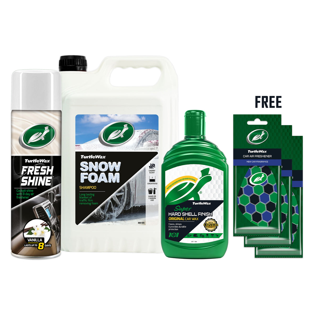Turtle Wax Essential Car Care Bundle: Snow Foam, Interior Shine & Hard ...